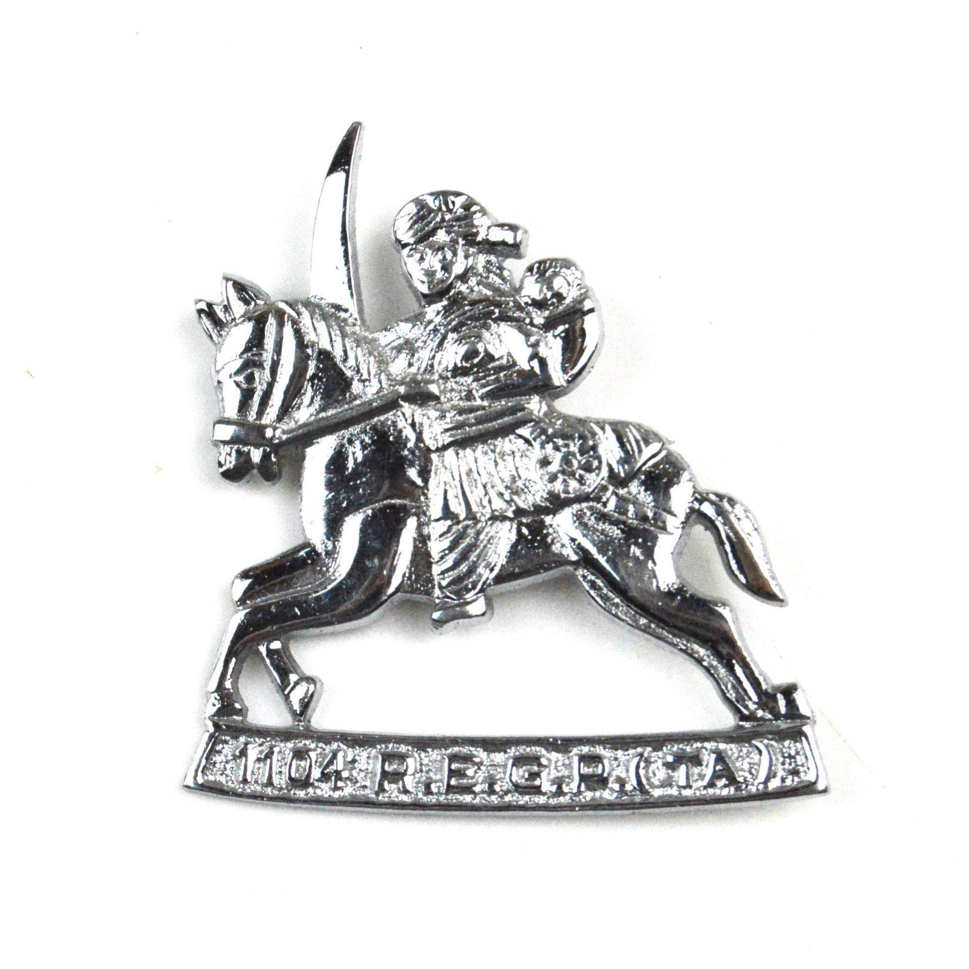 1104 REGP (TA) Nickel Plated Pugaree Badge - Tenniswood Militaria