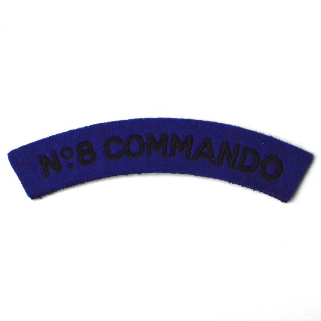 No.8 Commando Embroided Cloth Shoulder Title - Black on Blue - Jeremy ...