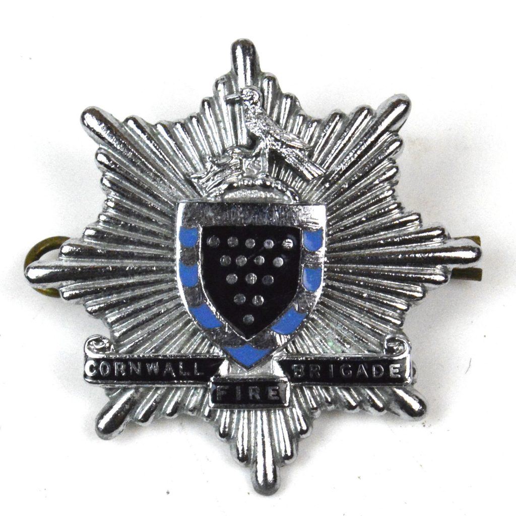 Cornwall Fire Brigade Cap Badge, Enamel and Chrome - Jeremy Tenniswood ...