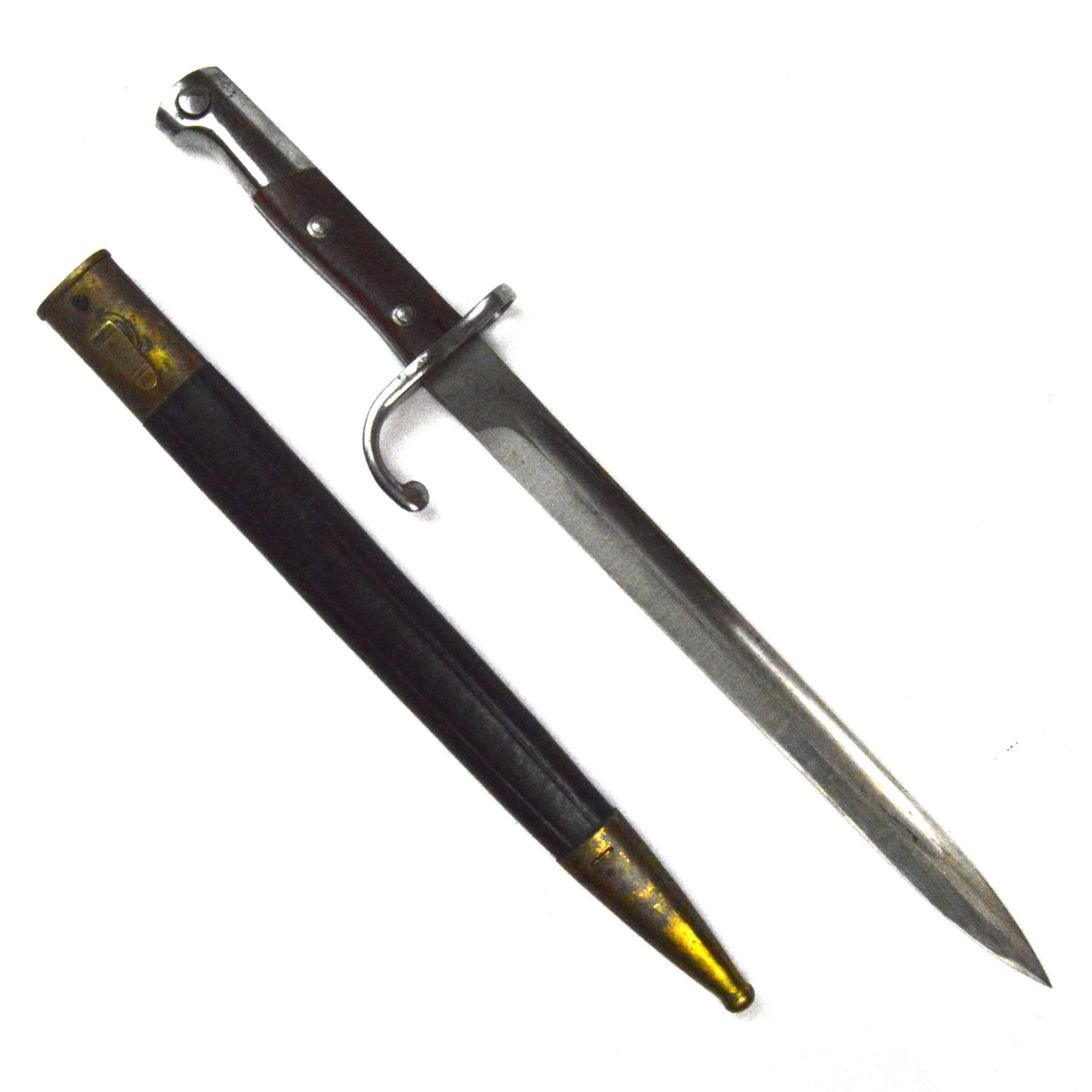 Brazilian M1908/34 Mauser Bayonet, Brass Mounted Leather Scabbard ...