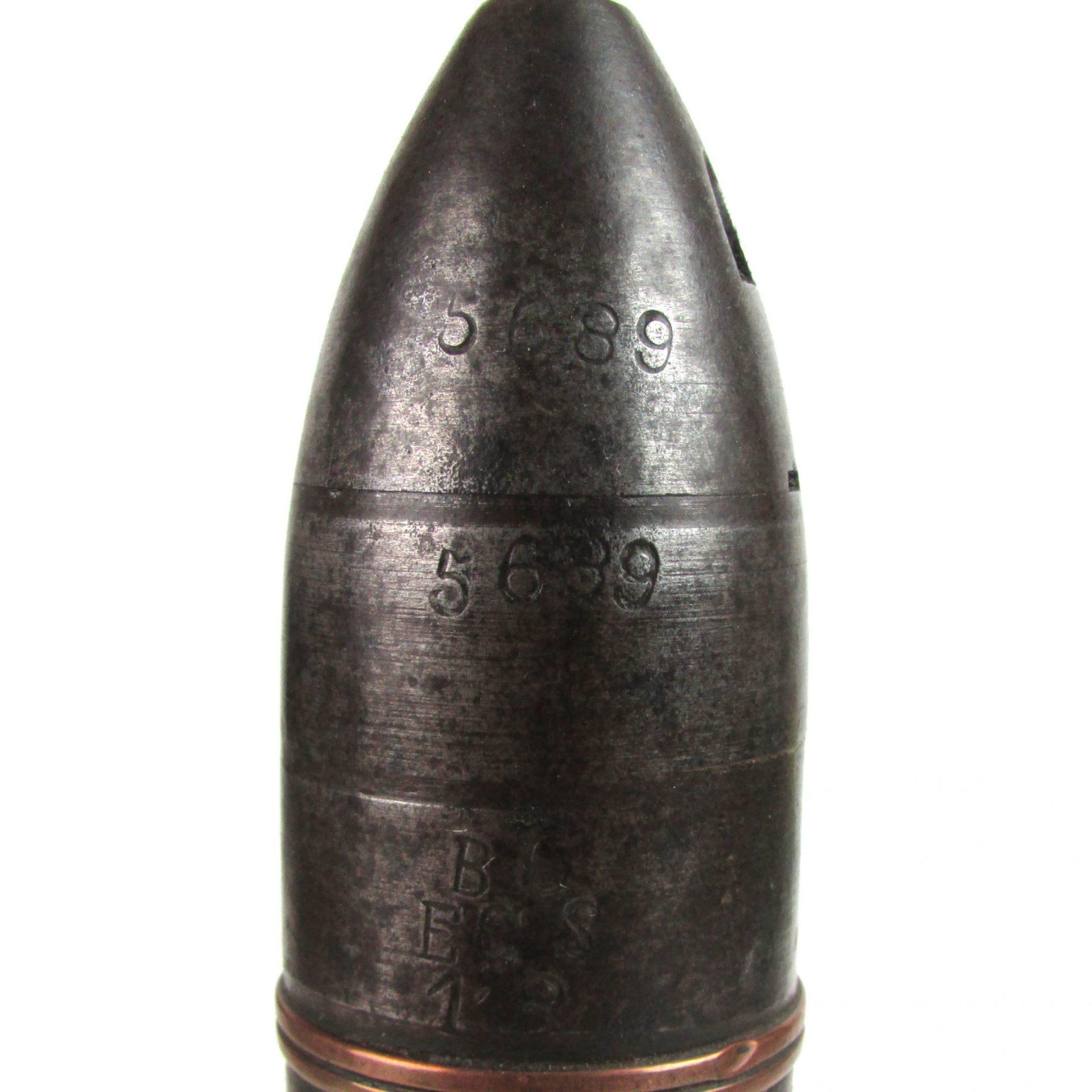 Imperial German WWI 3.7cm Inert Shell - Jeremy Tenniswood Militaria