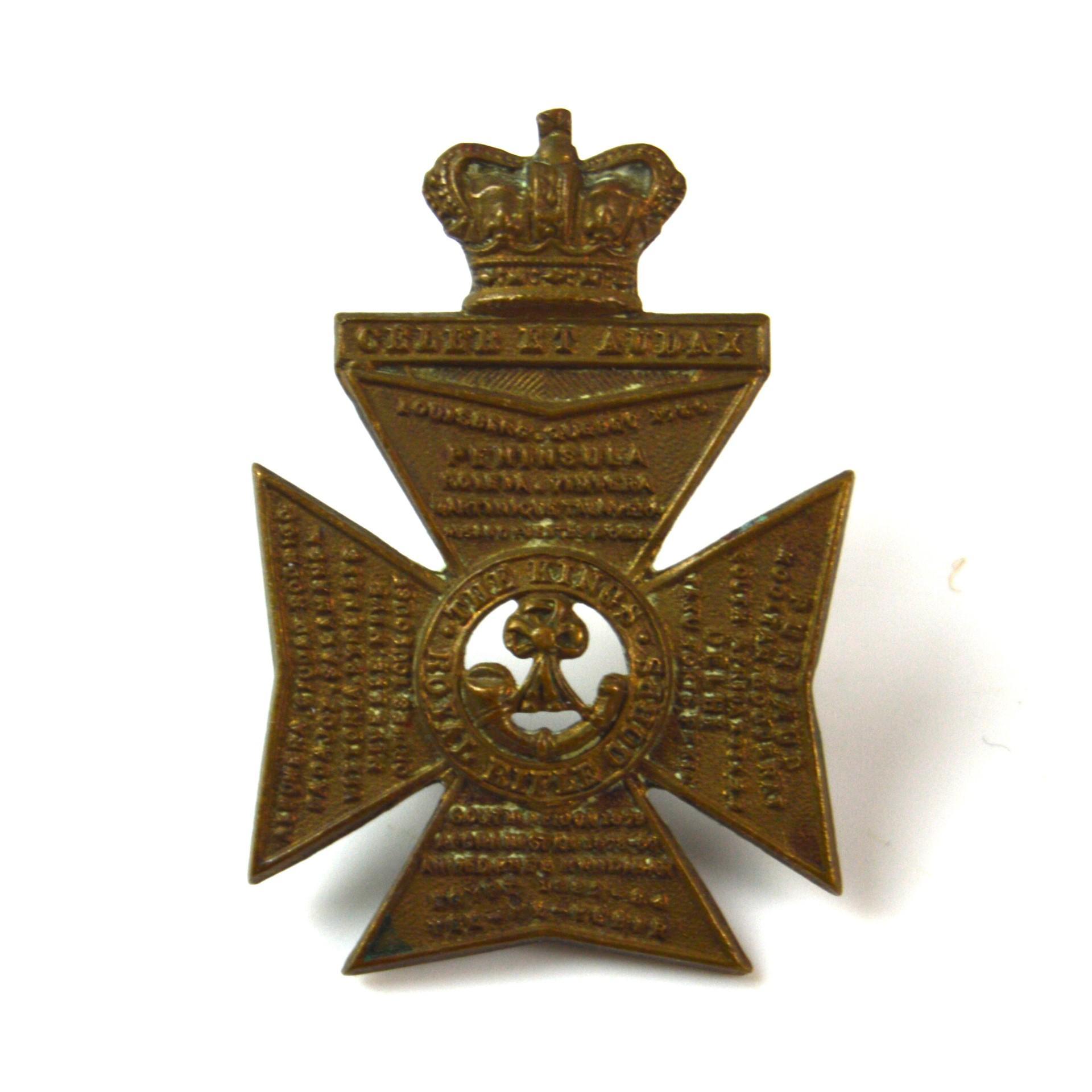 Victorian King's Royal Rifle Corps (KRRC) Cap Badge, Original ...